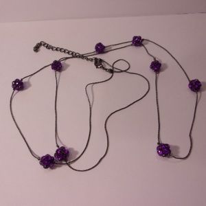 Jewelry | Floating Purple Rhinestone Ball Bead Necklace | Poshmark